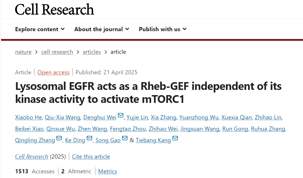 康铁邦、高嵩、魏灯辉团队揭示EGFR新功能及靶向治疗新方向
